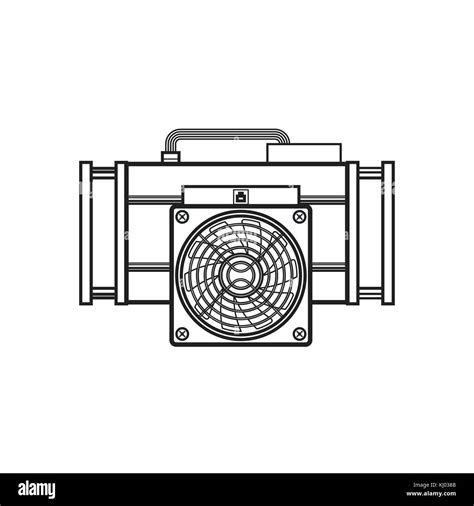 Vector Black Monochrome Outline Asic Miner Farm Crypto Currency Application Specific Integrated
