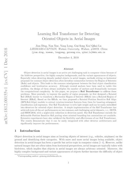 Pdf Learning Roi Transformer For Detecting Oriented Objects In Aerial · 2018 12 04