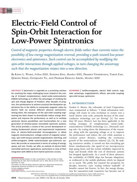 Electric Field Control Of Spin Orbit Interaction For Low Power
