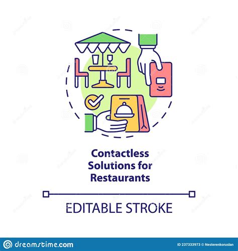 Contactless Solutions For Restaurant Concept Icon Stock Vector Illustration Of Concept Lined