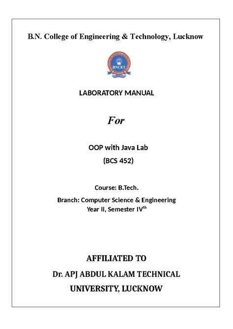 Lab Oopj Oop With Java Lab Manual B College Of Engineering