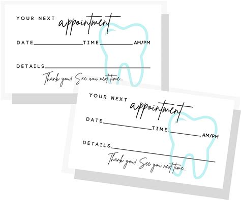 Dental Appointment Reminder Cards 50 Pack Teeth Whitening Dental
