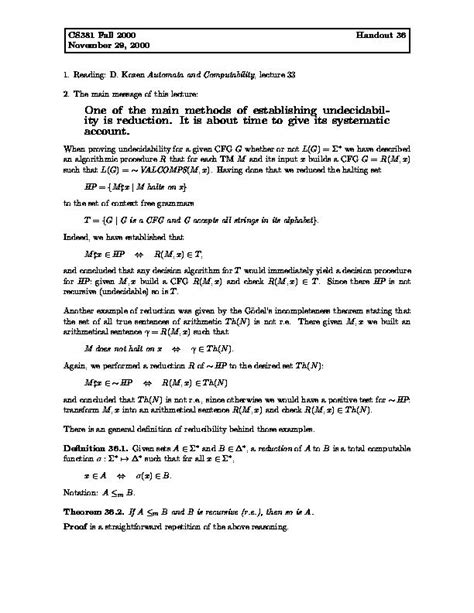 Cs 381 Fall 2000 Handouts And Assignments