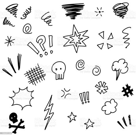 컨셉 디자인을 위한 손으로 그린 세트 요소 낙서 맹세 는 흰색 배경에 고립 벡터 그림입니다 분노에 대한 스톡 벡터 아트 및 기타