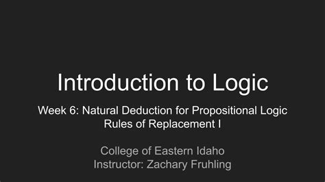 Introduction To Logic Online Course Week Natural Deduction For Propositional Logic Proving