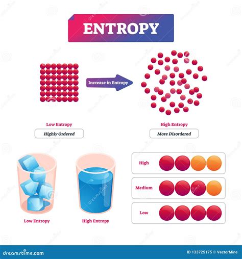 Entropy Vector Illustration Diagram With Potential Measurement Of Disorder Stock Vector
