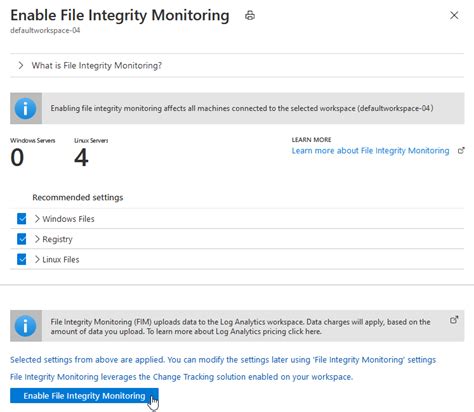 Enable File Integrity Monitoring Log Analytics Agent Microsoft