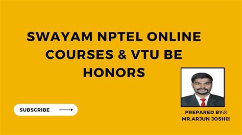 Swayam Nptel Online Courses And Vtu Be Honors Youtube
