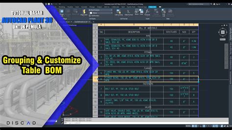 autocad plant 3d grouping and customize table bom youtube