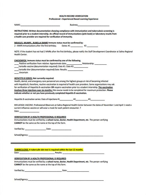 FREE 13 Health Record Form Samples PDF MS Word Google Docs