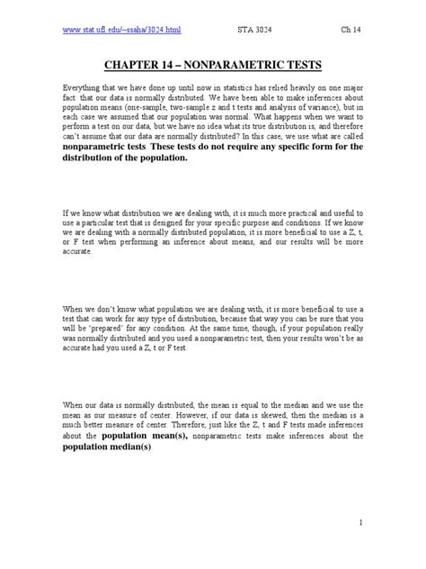 Chapter 14 Nonparametric Tests Pdf Statistical Hypothesis Testing