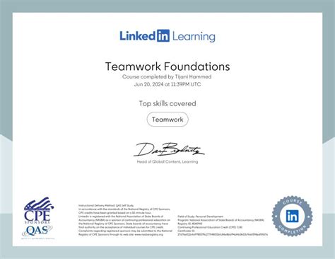 tijani hammed on linkedin certificate of completion