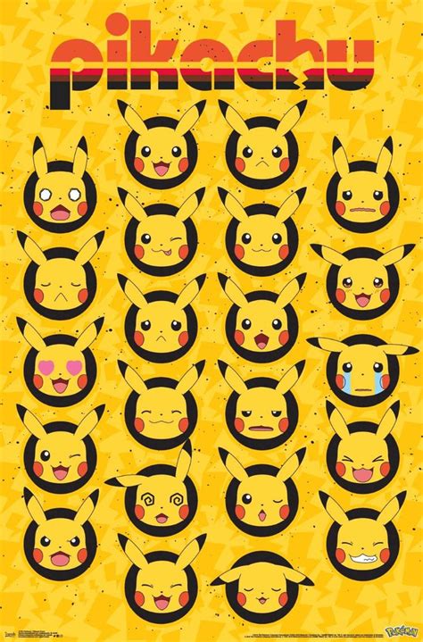 Pokémon Pikachu Faces Pokemon Poster Wall Pokemon Poster