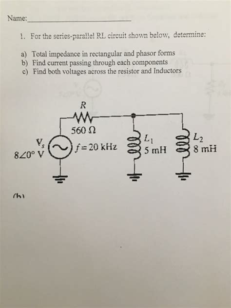 Solved For The Series Parallel RL Circuit Shown Below Chegg