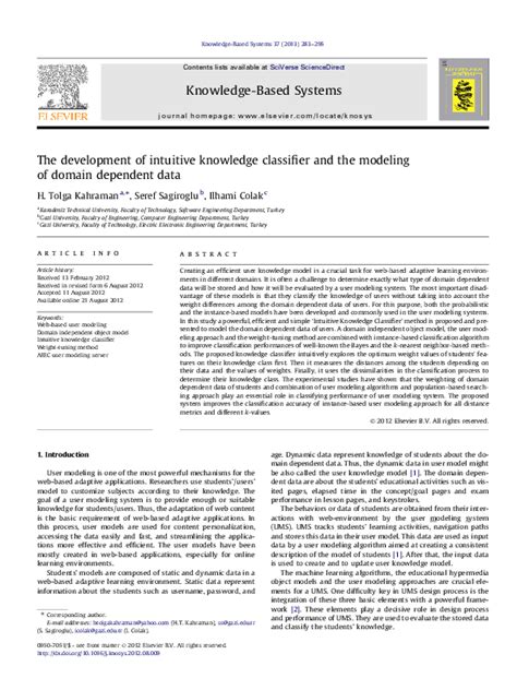 Pdf The Development Of Intuitive Knowledge Classifier And The