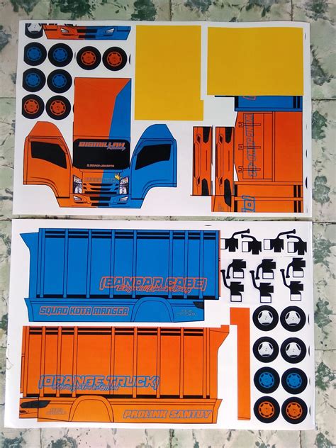 Lembaran Papercraft Truk Oleng Orange Truck Giga Skala 1 16 Lazada Indonesia