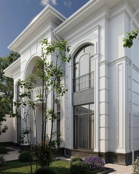 🤍Элегантная классика фасад в белом с колоннами 🤍Белый цвет в оформлении фасада способен придать