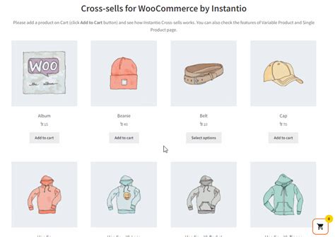 Best Woocommerce Cross Sells Plugin Instantio Live Preview
