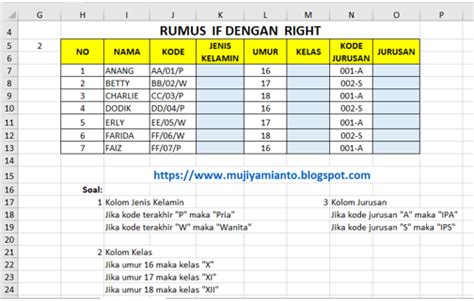 Latihan Soal Excel Formula Excel Fungsi Right Disertai Soal Latihan