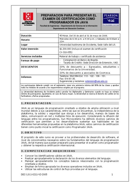 Curso Certificación Java Pdf Java Lenguaje De Programación