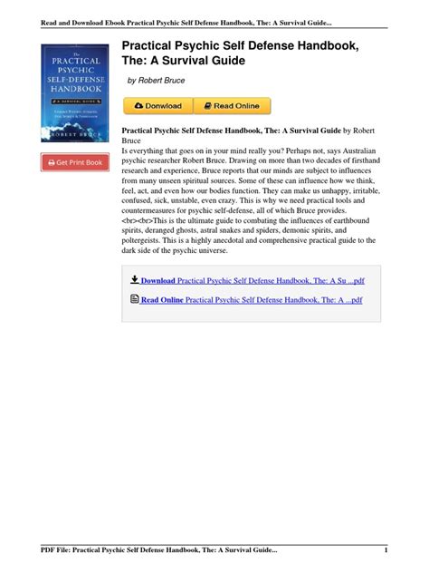 Practical Psychic Self Defense Handbook Pdf Self Self Defense