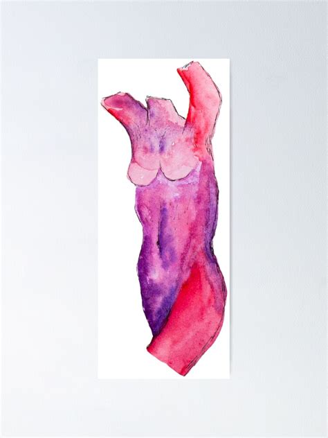 Beautiful Pink Watercolour Women Nude Body Art Poster For Sale By