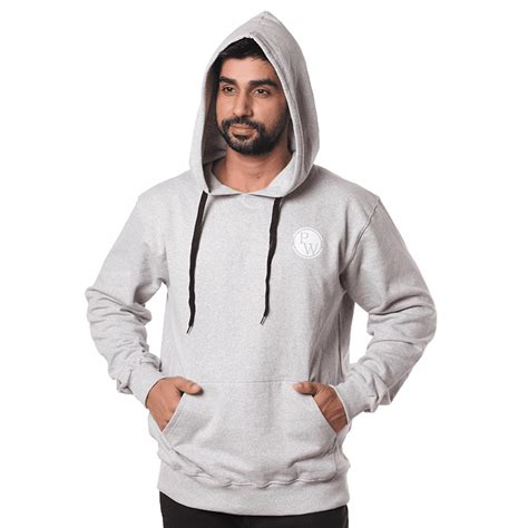 Pw Printed Relaxed Fit Unisex Hoodie Grey Small Size Pw Store