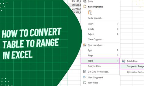 How To Convert A Table Back To Data In Excel