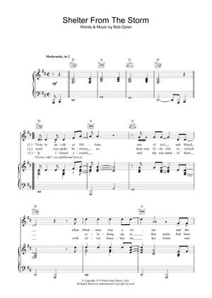Shelter From The Storm の公式楽譜を演奏する By Bob Dylan ピアノ ボーカル