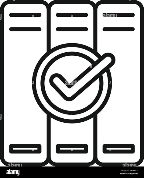 line art illustration of a quality check mark on folders indicating