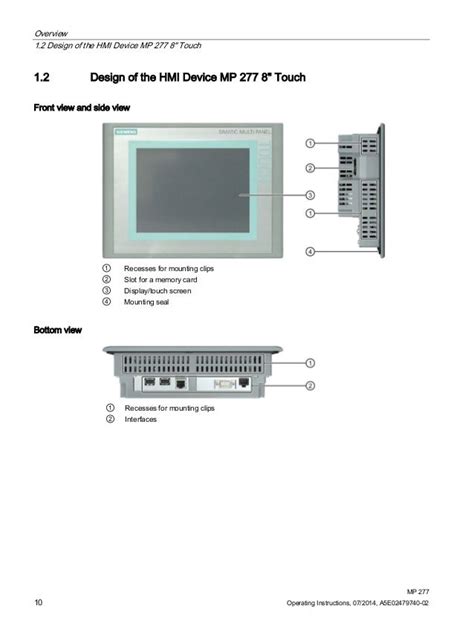 siemens hmi mp 277 operating instructions