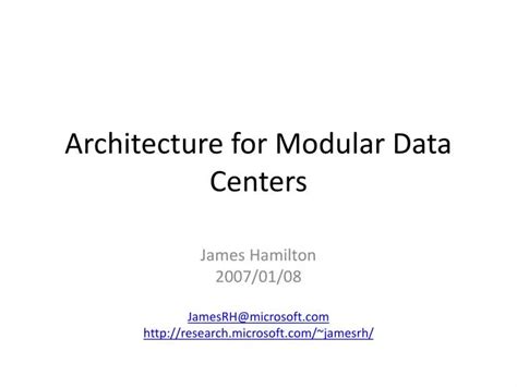 PPT Architecture For Modular Data Centers PowerPoint Presentation Free Download ID