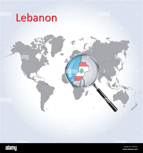 lebanon magnified map and flag lebanon enlargement maps vector art