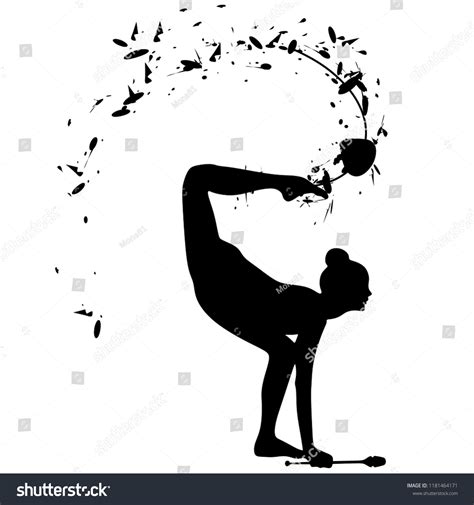 Rhythmic Gymnastics Silhouette On White Background Stock Vector Royalty Free