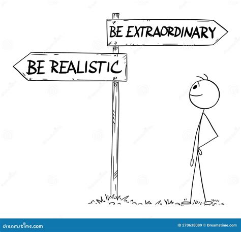 be realistic or extraordinary decision vector cartoon stick figure