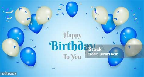 생일 풍선 배경 디자인입니다 풍선 벡터 일러스트 레이 션으로 텍스트를 생일 축하합니다 열기구에 대한 스톡 벡터 아트 및 기타