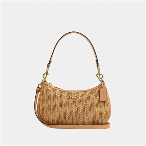 Coach Straw Leather Mix Teri Shoulder Bag With Strap In White Lyst Uk