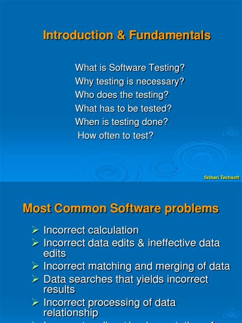 Introduction And Fundamentals Pdf Software Testing Quality Assurance