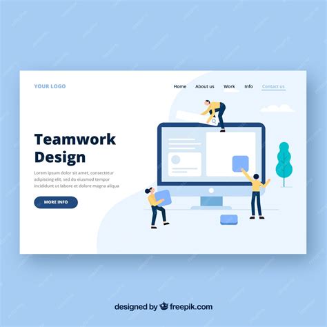 팀워크 개념으로 방문 페이지 템플릿 무료 벡터