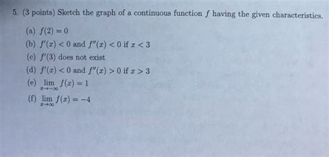 solved sketch the graph of a continuous function f having
