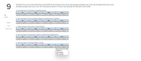 solved indicate how each of the following would shift the