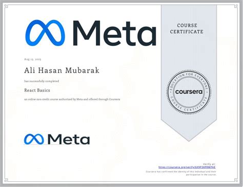 Roy Ali Hasan On Linkedin Reactjs Coursera Meta Frontend Certification Achievement