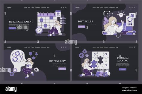 Web Template Set Focusing On Soft Skills Time Management Adaptability