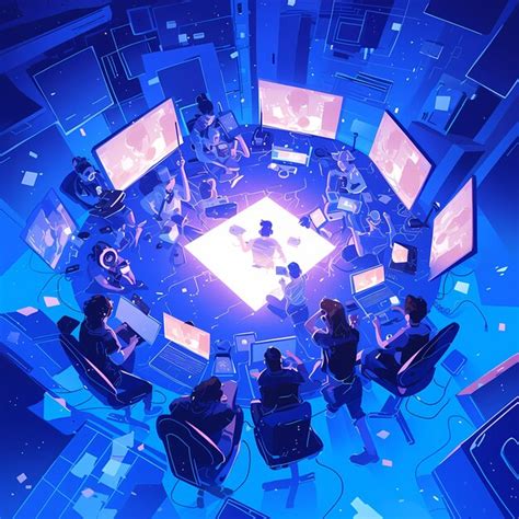 Future Workspace Techdriven Collaboration Hub Premium Ai Generated Image