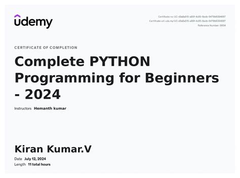 Completed Python Programming For Beginners On Udemy Kiran Kumar V Posted On The Topic Linkedin