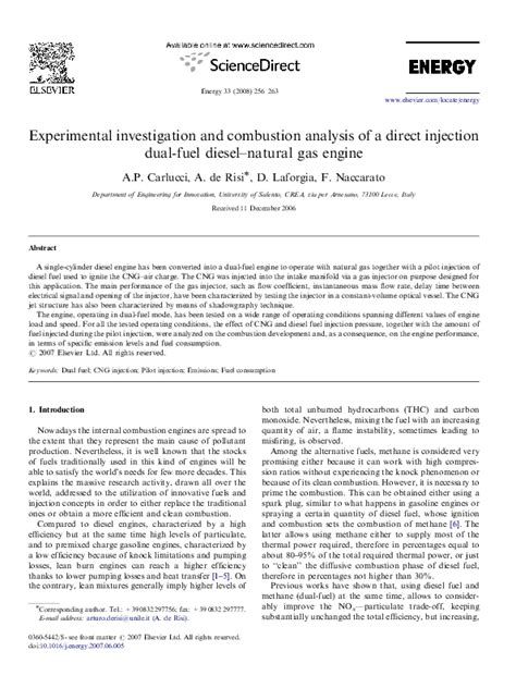 Pdf Experimental Investigation And Combustion Analysis Of A Direct