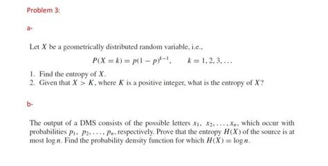 Solved Problem A Let X Be A Geometrically Distributed Chegg