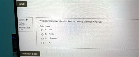 solved question 9 not yet answered marked out of 4 00 what command