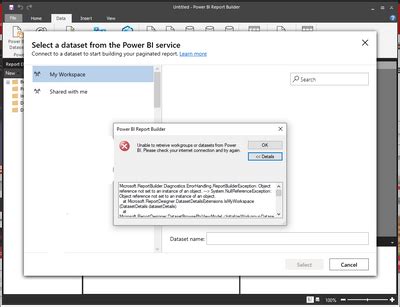 Report Builder Error When Trying To Select A Datas Microsoft