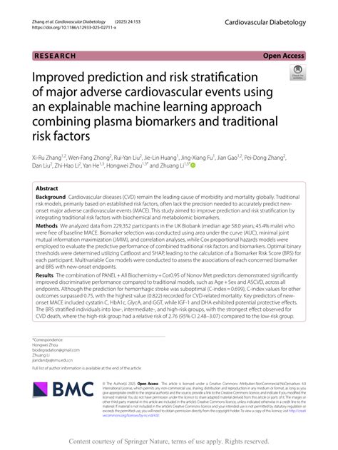 Pdf Improved Prediction And Risk Stratification Of Major Adverse
